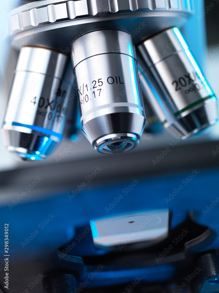 Microscope being used to view human samples the lab Stock Photo | Adobe ...