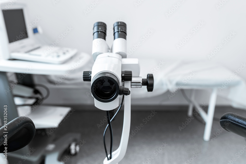 Colposcope in the gynecologist's office. Female health concept Stock ...