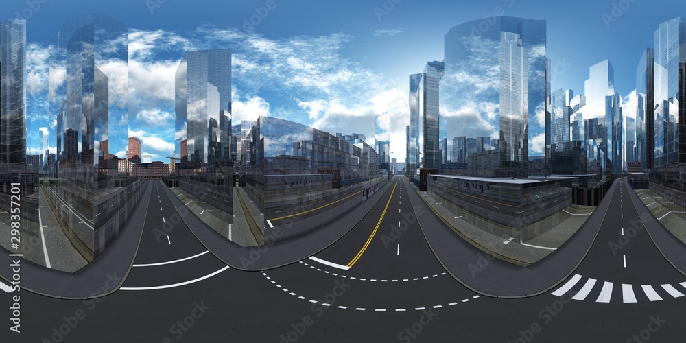 Panorama of the city. Environment map. HDRI map. equidistant projection ...