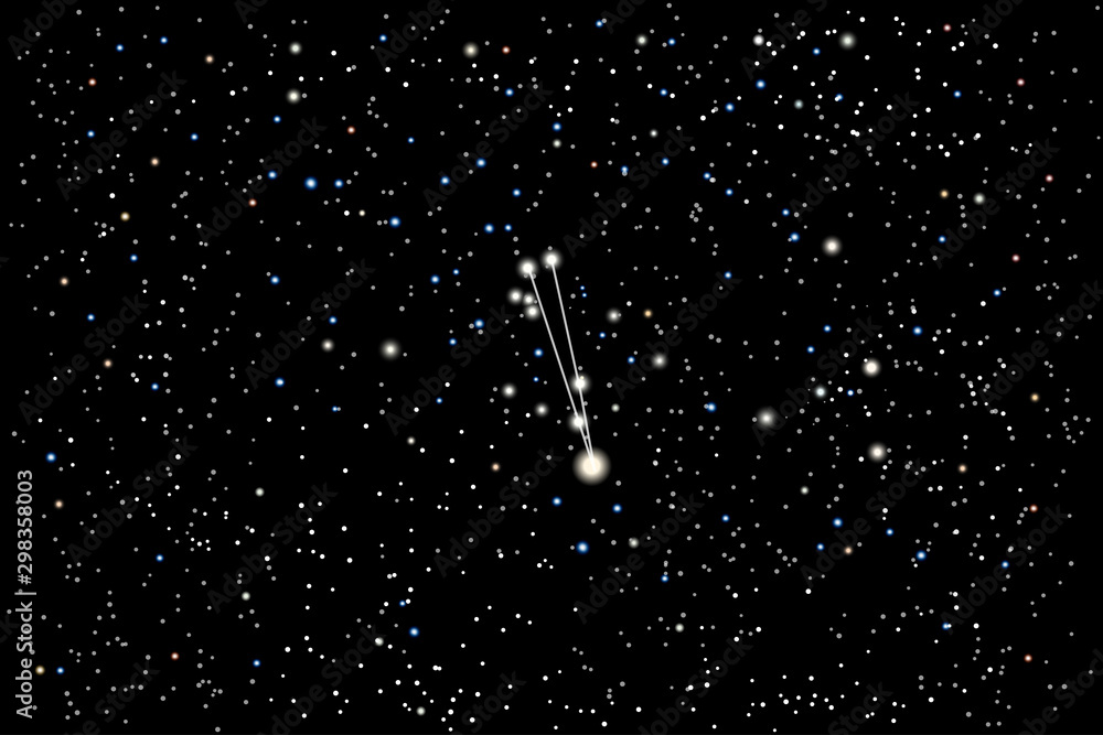 Vector illustration of the constellation Circinus (Compass) on a starry ...