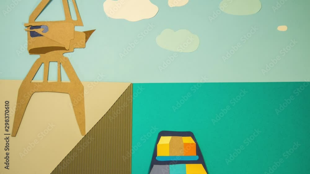 Vidéo Stock Port harbour ship containers worldwide crane unloads cargo ...