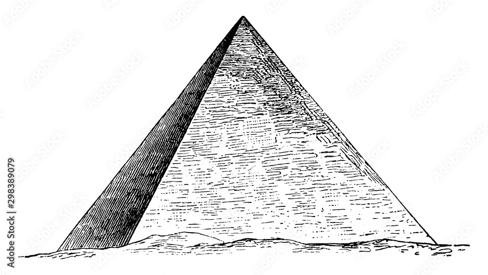 Great Pyramid of Giza, Egyptian architecture, vintage engraving. Stock ...