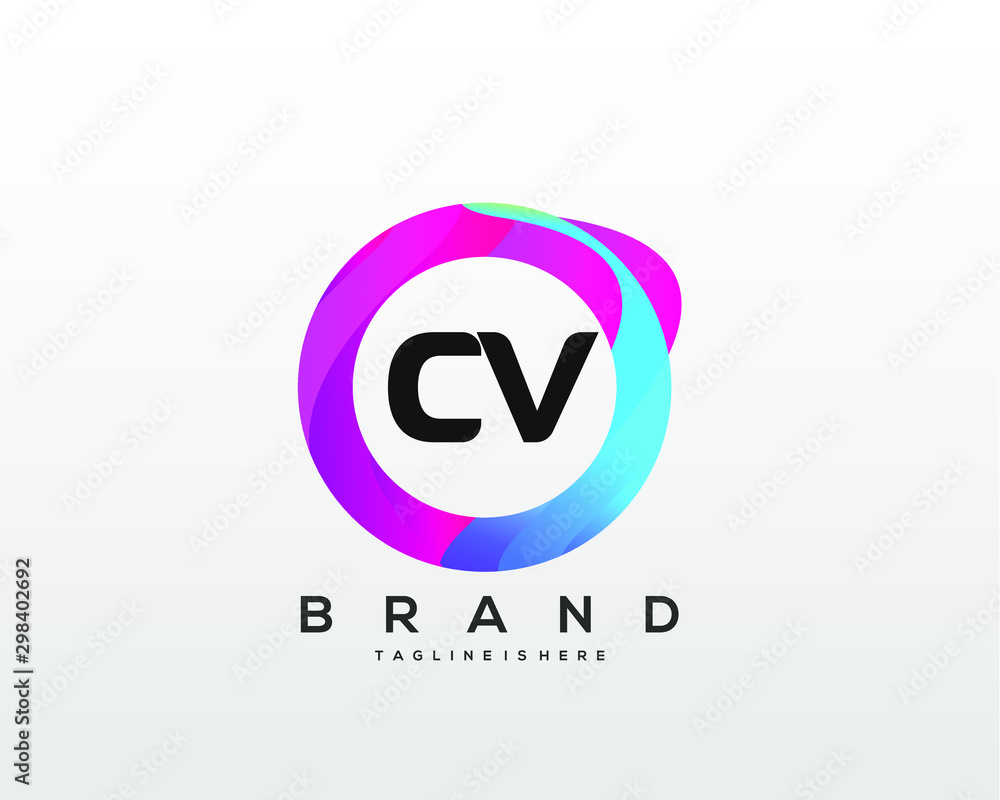 CV initial logo With Colorful Circle template vector. Stock Vector ...