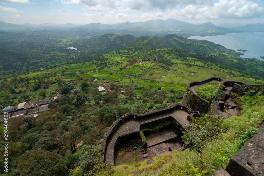 Fortification on Lohagad Fort near Lonavala,Maharashtra,India Stock ...