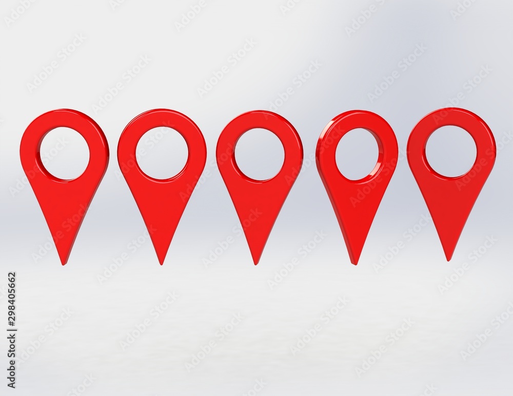 LOCATION pin glossy red arrow. The concept of tagging a sign landmark ...