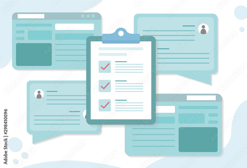 Checklists concept. Web and Chat messages background. Online ...