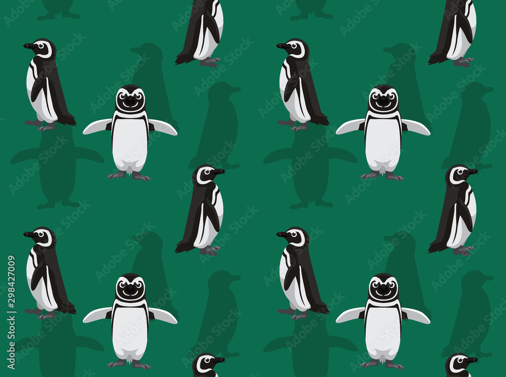 Various African Penguin Standing Cartoon Background Seamless Pattern ...