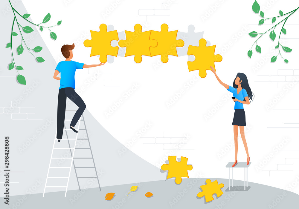 Vector illustration of teamwork business concept. Team metaphor. Group ...