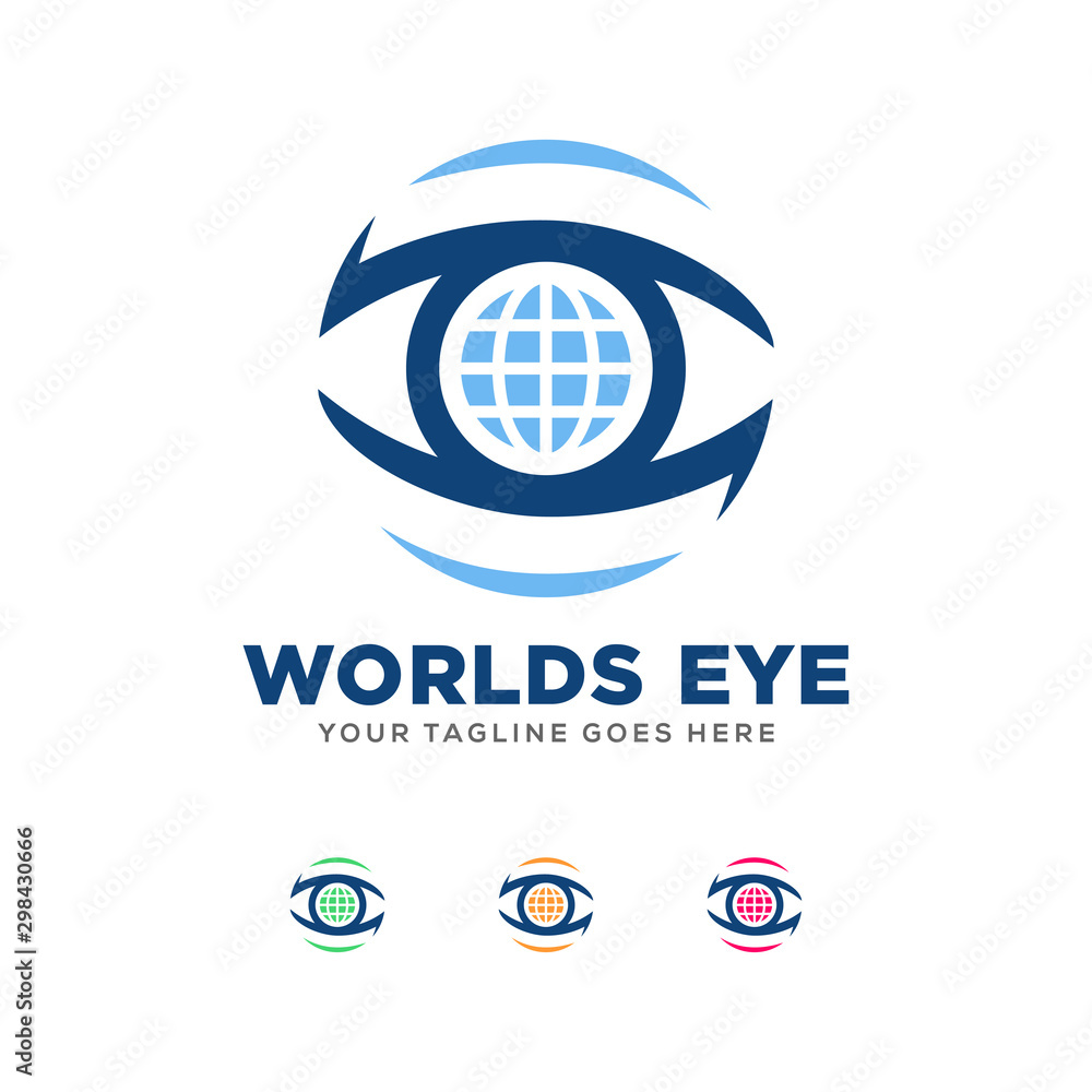Abtract Eye logo designs template. Worlds Blue Vision logo icon concept ...