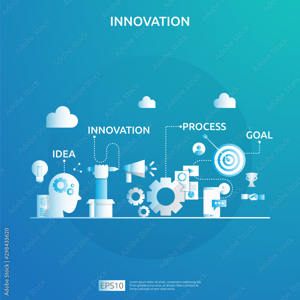 brainstorming innovation idea process and creative thinking concept ...
