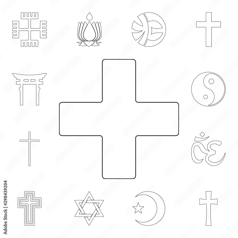 religion symbol, greek cross outline icon. element of religion symbol ...