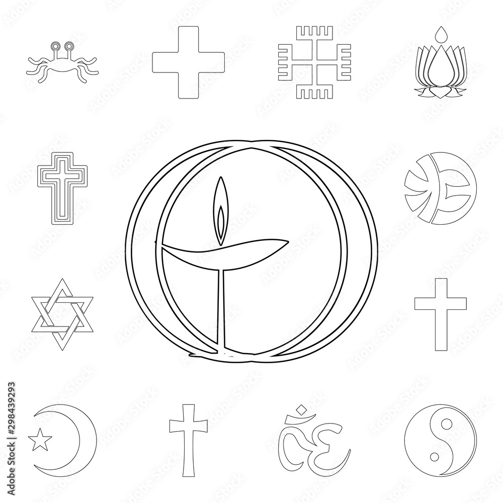 religion symbol, unitarian, universalism outline icon. element of ...
