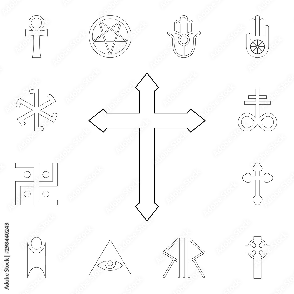 religion symbol, cross outline icon. element of religion symbol ...