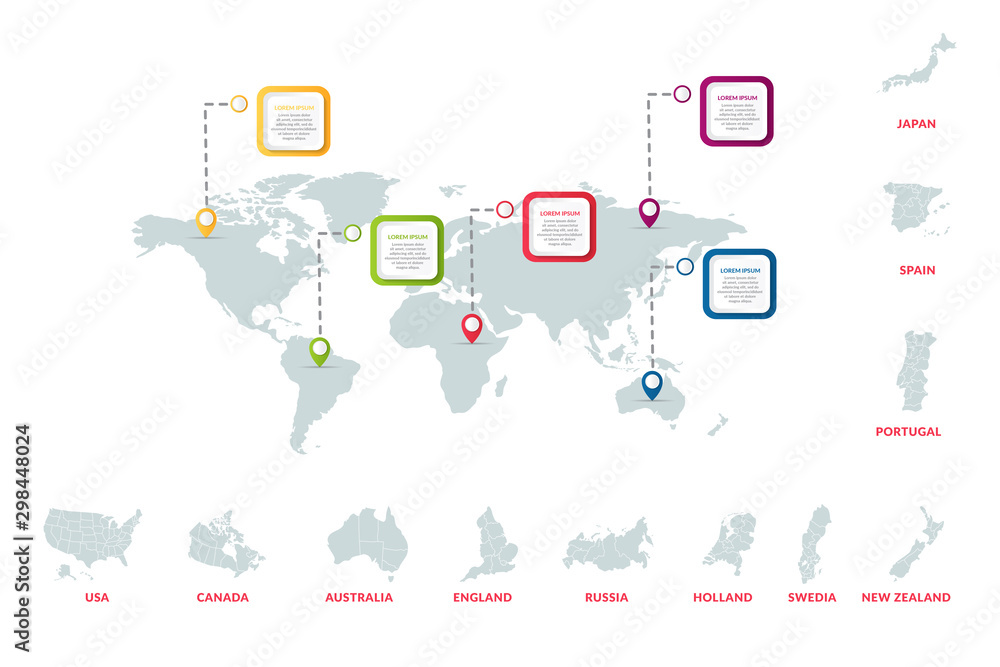 infographic data design with world map . business infographic concept ...