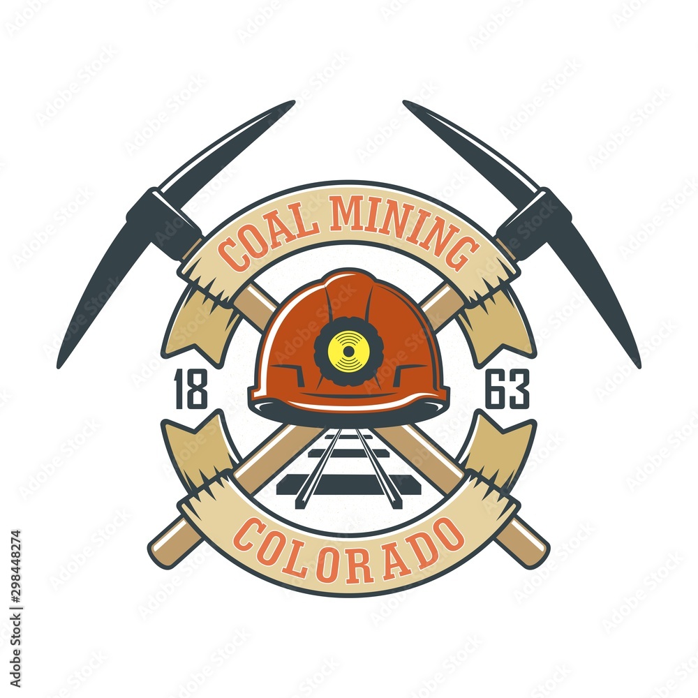 Color illustration of a coal mining company logo. Vector illustration ...
