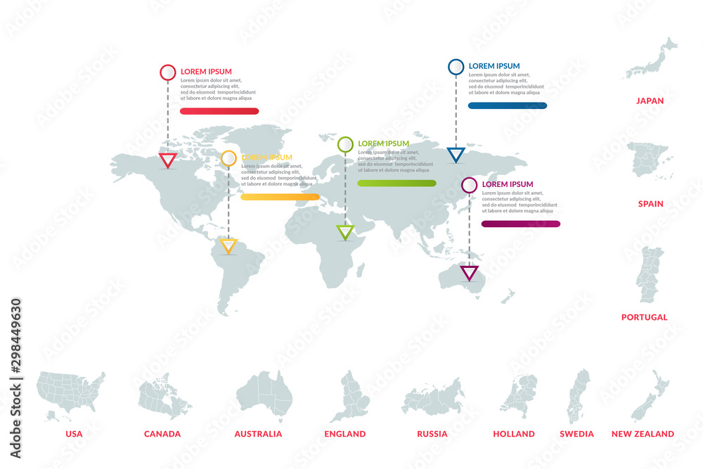 infographic data design with world map . business infographic concept ...
