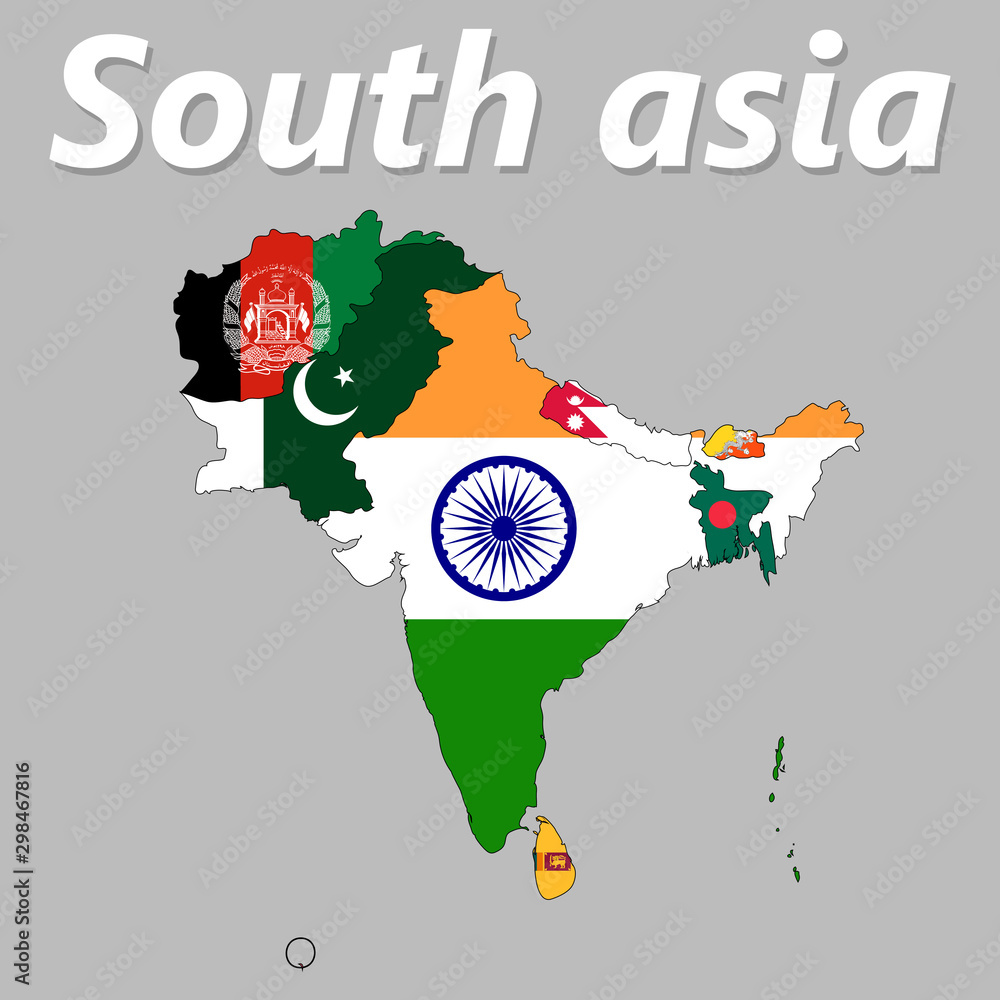 Vector map of South Asia. Separate layers and names. Stock Vector ...