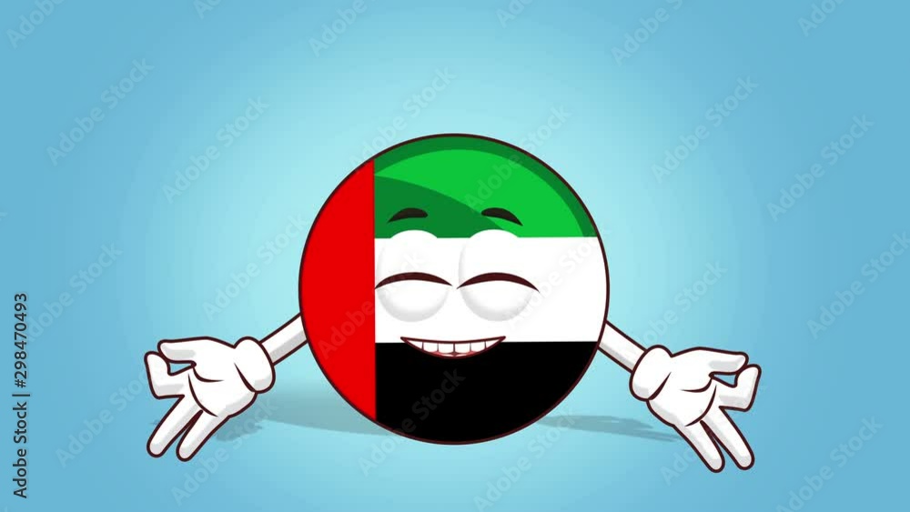 Cartoon Icon Flag UAE United Arab Emirates Face Animation Zen ...