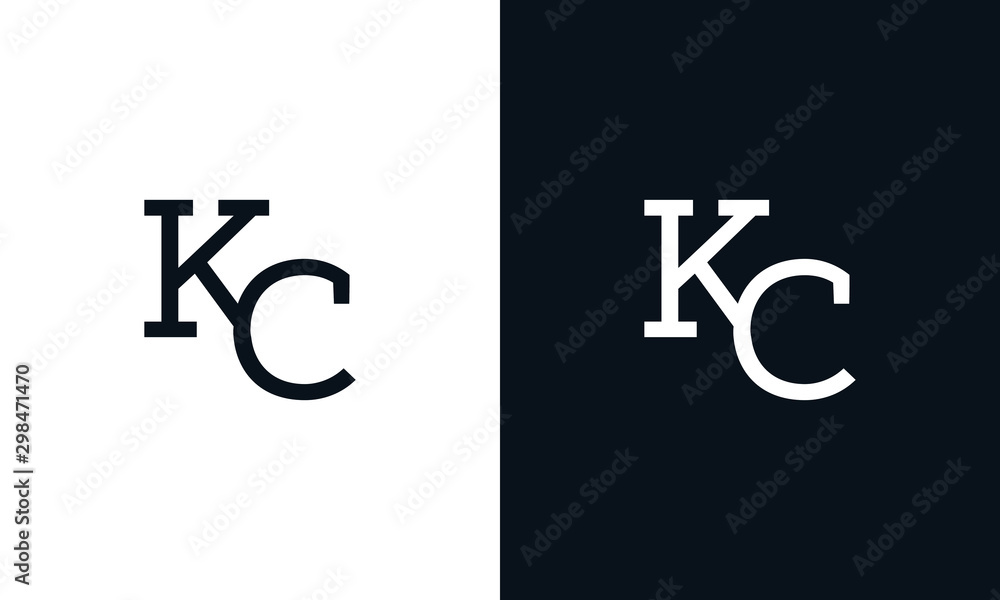 Minimalist line art letter KC logo. This logo icon incorporate with two ...