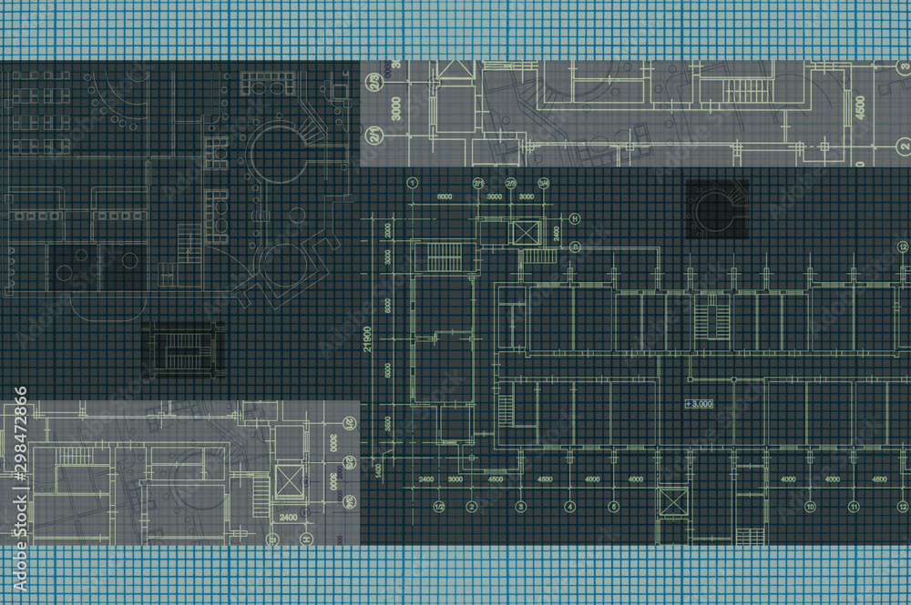 Architectural background with technical drawings. Site plan texture ...