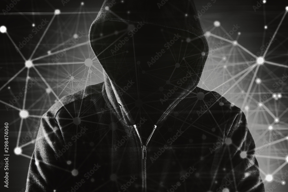 Cybersecurity, computer hacker with hoodie Stock Photo | Adobe Stock