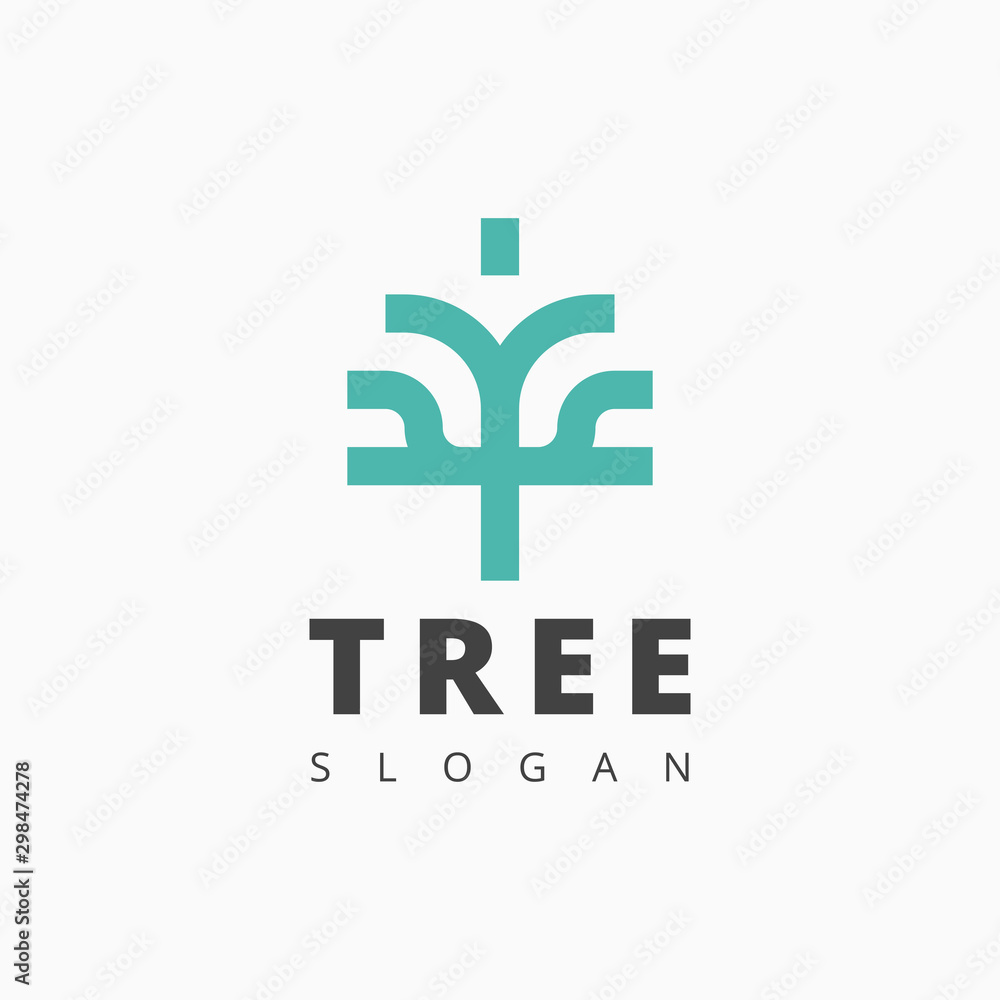 Simple line tree logo design template. Stock Vector | Adobe Stock