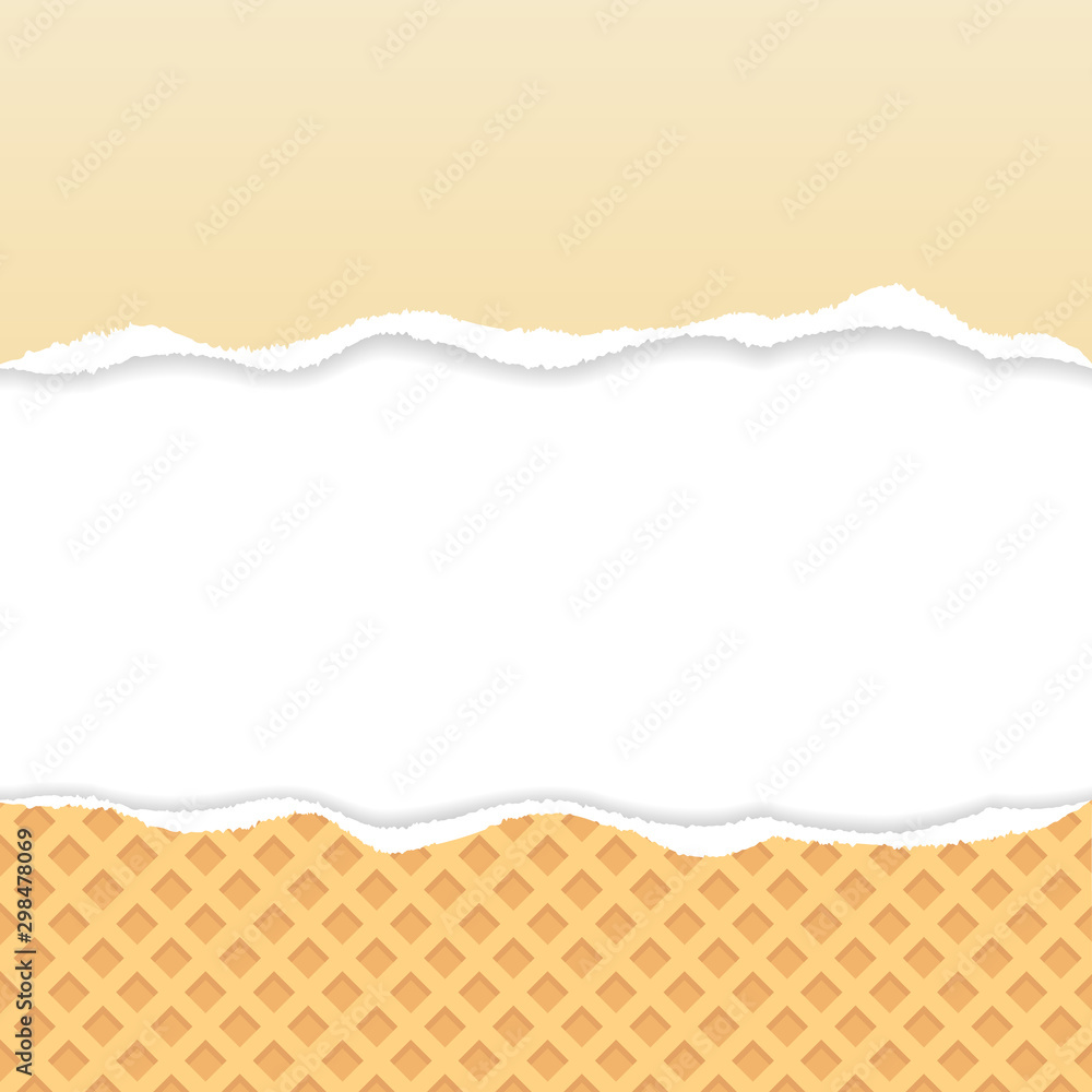 Wafer pattern and cream ripped paper vector with copy space. Stock ...