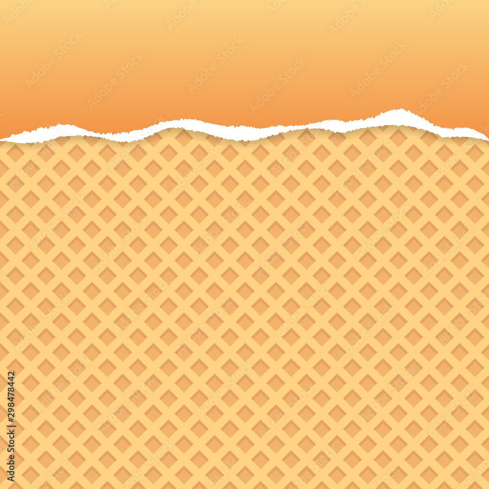 Orange ripped paper vector with wafer pattern background. Stock Vector ...
