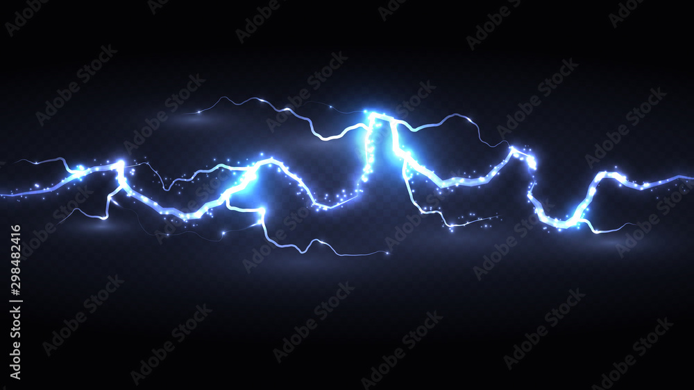 light blue powerful lightning storm bolt Stock Vector | Adobe Stock