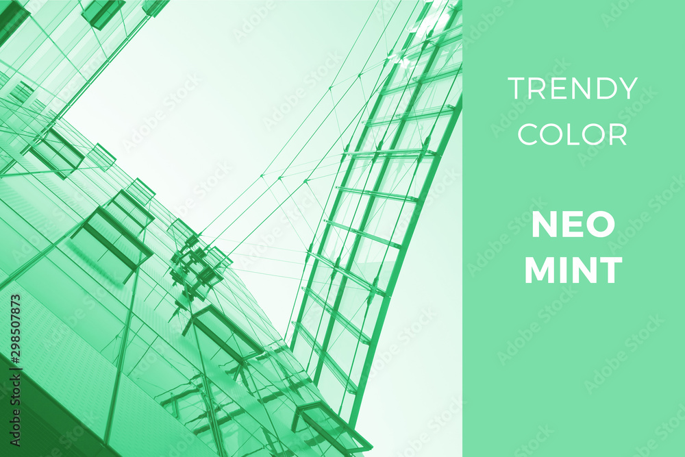 Neo mint - trendy color for 2020, toned image of modern architecture ...