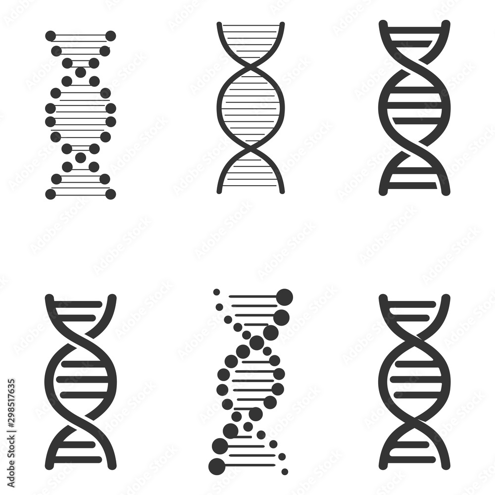 DNA Helix Icon set Vector Illustration. simple black symbols Stock ...