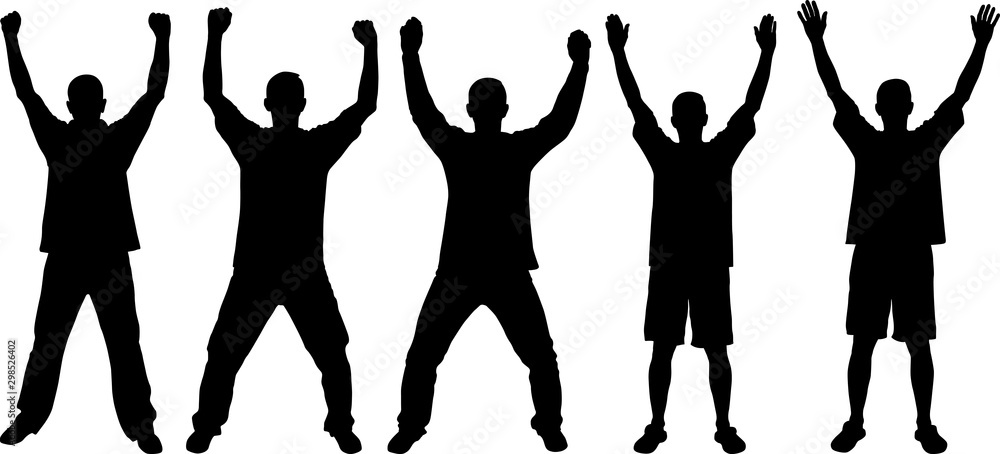 silhouettes of male with arms up Stock Vector | Adobe Stock