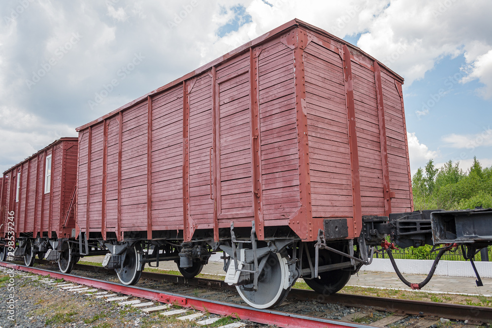 wagon trains steam train, locomotive, wooden train car Stock Photo ...