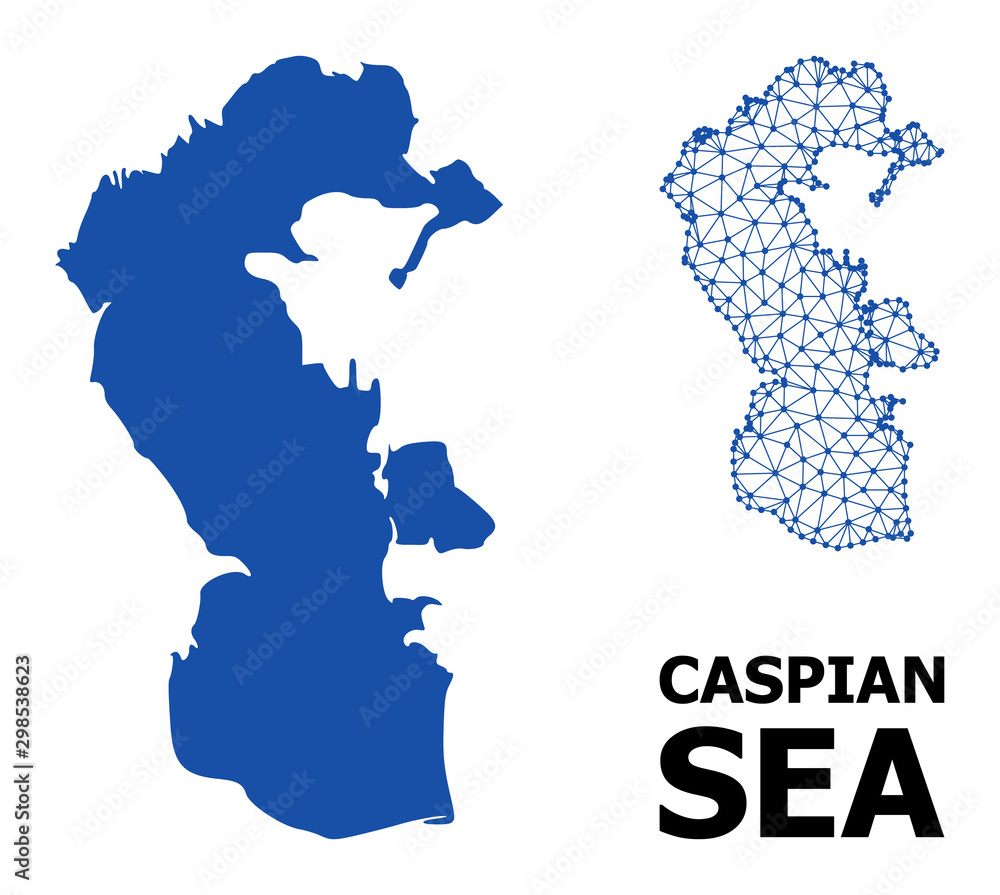 Solid and Network Map of Caspian Sea Stock Vector | Adobe Stock