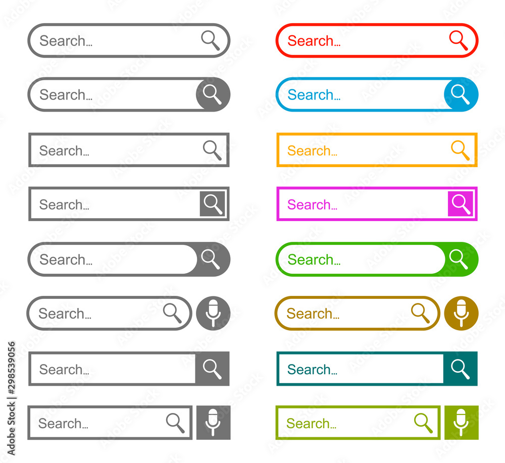 Set search bar web page internet browser button, search box template ...