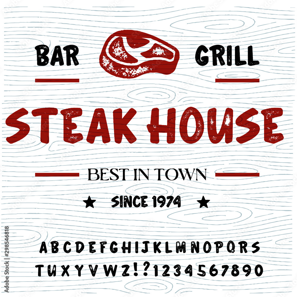 Hand drawn font for cafes, bars, restaurants where meat is eaten ...
