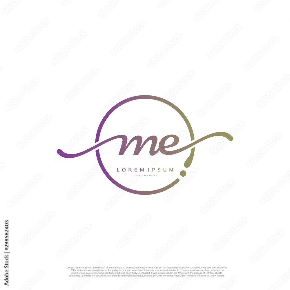 Initial handwriting logo ME Letter Signature template vector. Stock ...