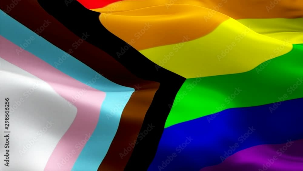 Progress Pride flag seamless loop. Progress LGBT flag Closeup 1080p ...