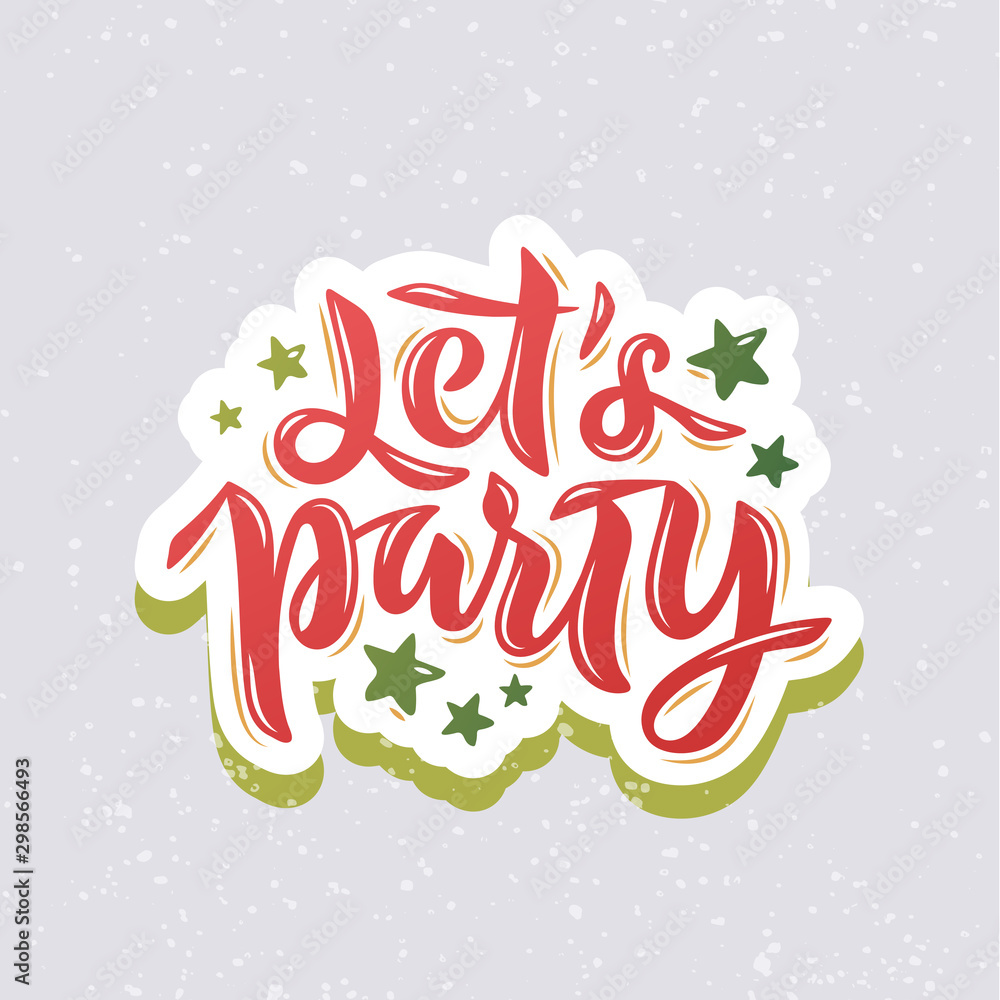 Lets Party text with stars for card, invitation, poster, banner ...
