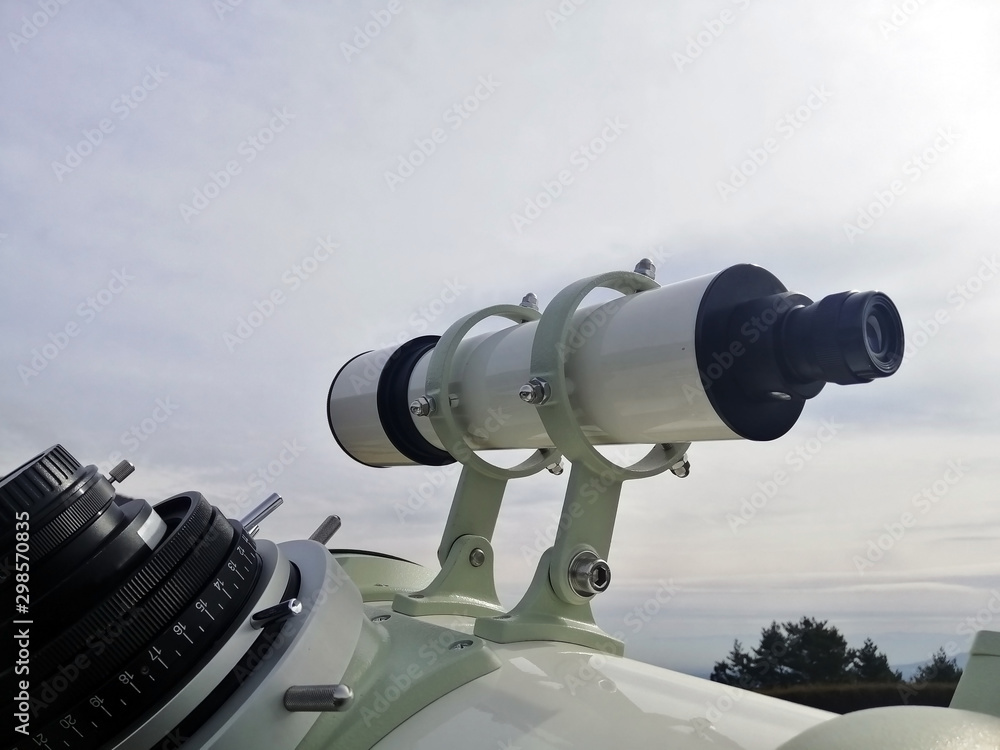 viewfinder of telescope, viewfinder of refracting device instrument for ...
