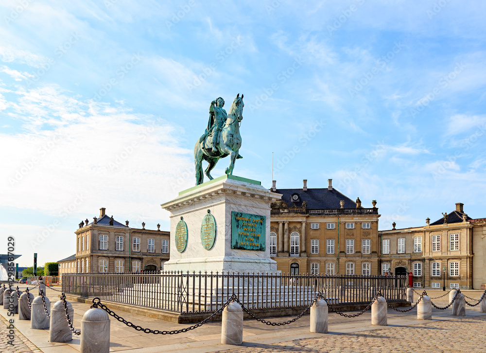 Copenhagen, Denmark. Equestrian statue of King Frederick V of Denmark ...