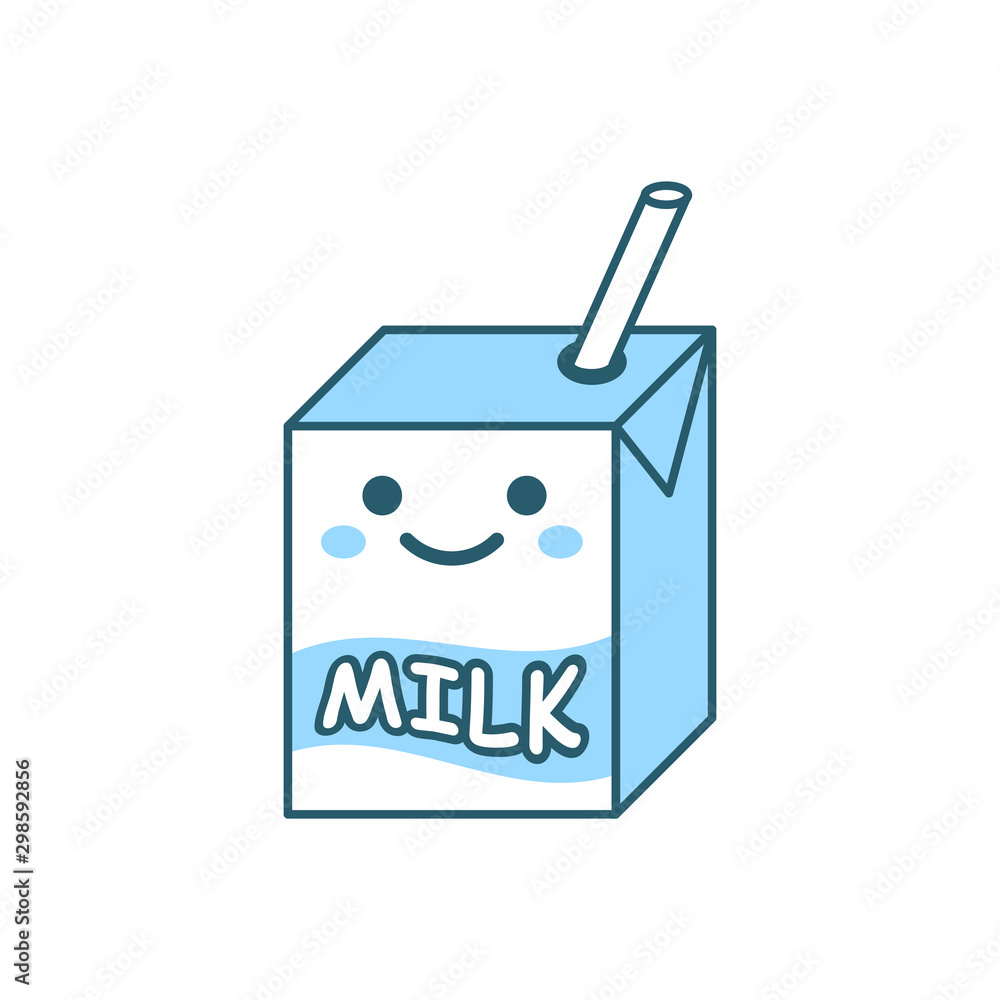 Cute milk icon in flat style. Milkshake vector illustration on white ...