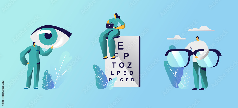 Oculist Doctors Set, Professional Optician Exam Devices for Treatment ...