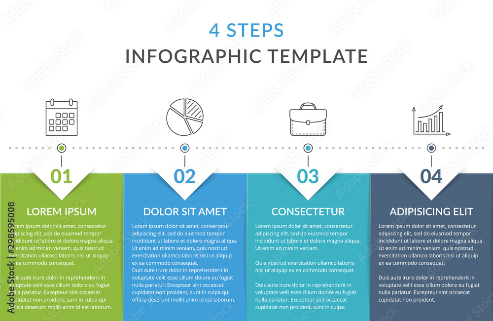Infographic Template with 4 Steps Stock Vector | Adobe Stock