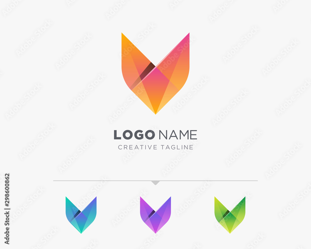 Abstract letter v or fox logo variation Stock Vector | Adobe Stock