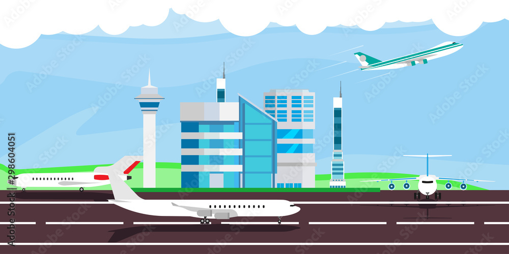Airport vector illustration arrival departure travel. Terminal airplane ...