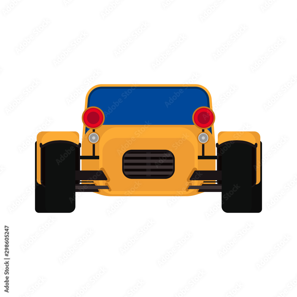 Sport yellow car front view vector transportation. Speed vehicle race ...