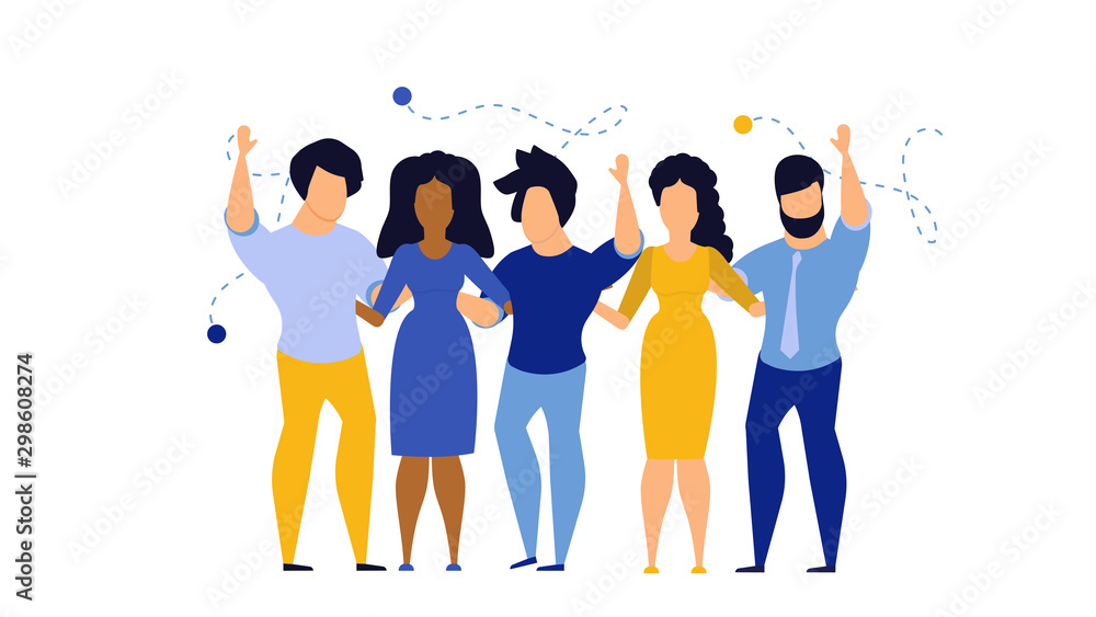 Group person friend together boy and girl vector illustration. Happy ...