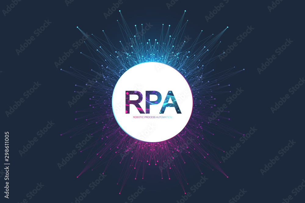 RPA Robotic process automatisation. Futuristic banner template concept ...