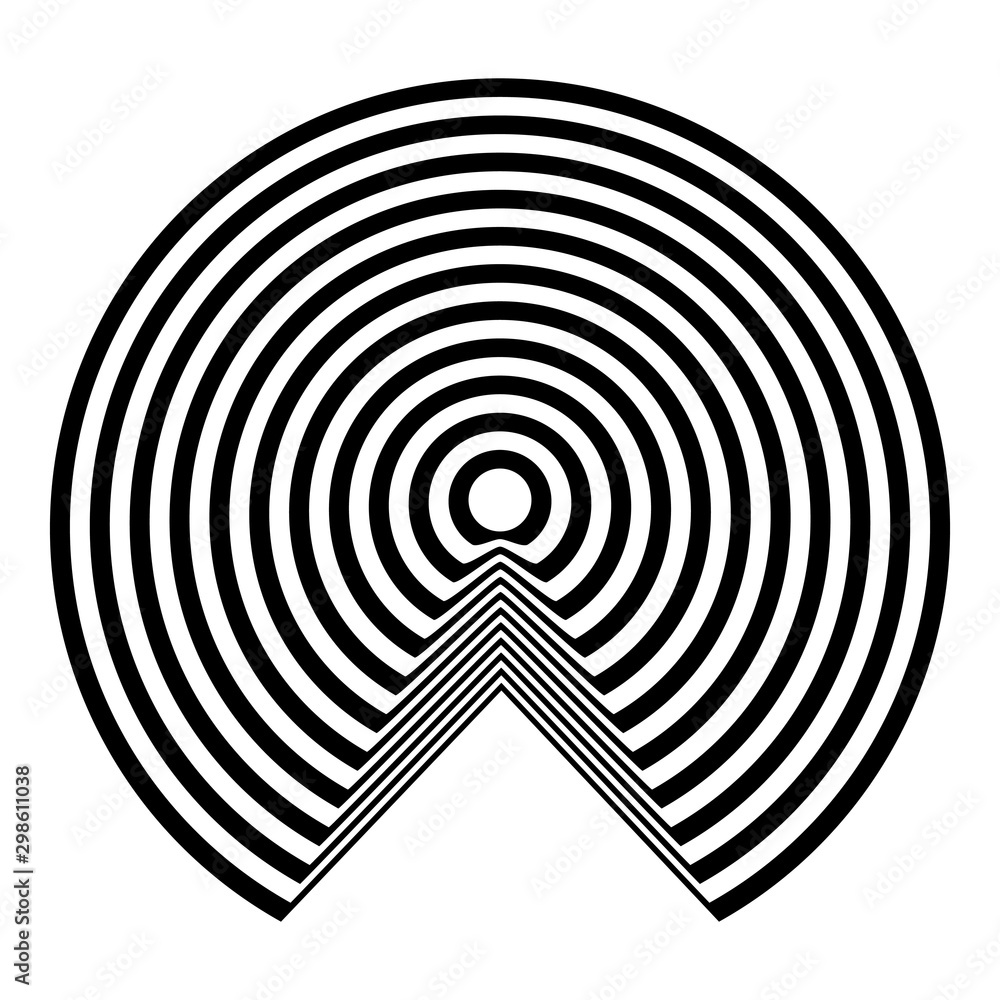 Abstract black and white striped round object. Geometric pattern with ...